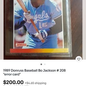 Donruss | Other | Bo Jackson Error Baseball Card | Poshmark